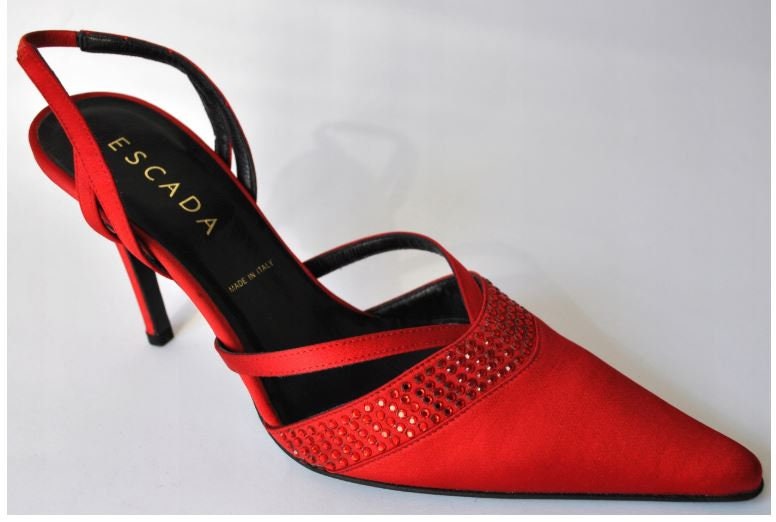 Vintage Escada Women Silk Pumps Sandals Red Black Gold Size EU - Etsy