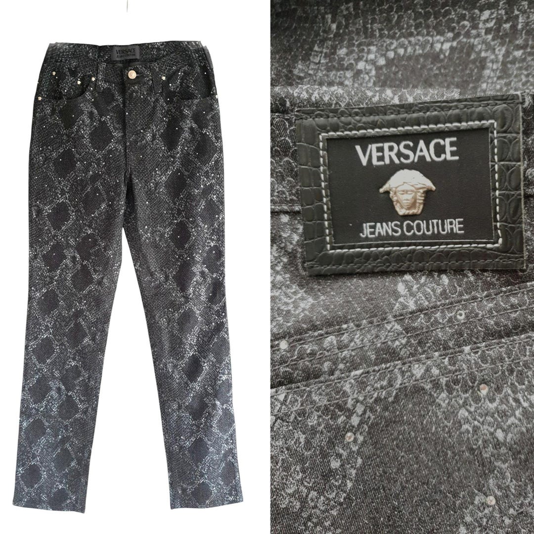Vintage Versace Jeans Women Pants Snake Print Size W29 L32 - Etsy UK