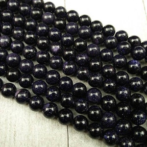 Blue Sandstone Beads 6mm 8mm 10mm Round Shiny Sparkling Stones Anklets ...