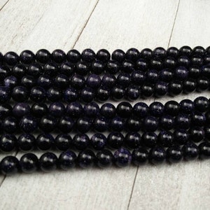 Blue Sandstone Beads 6mm 8mm 10mm Round Shiny Sparkling Stones Anklets ...