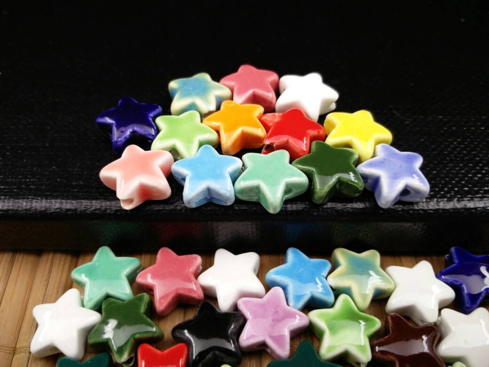 10 Star Shape Ceramic Beads 14mm Porcelain Handmade Multicolor | Etsy