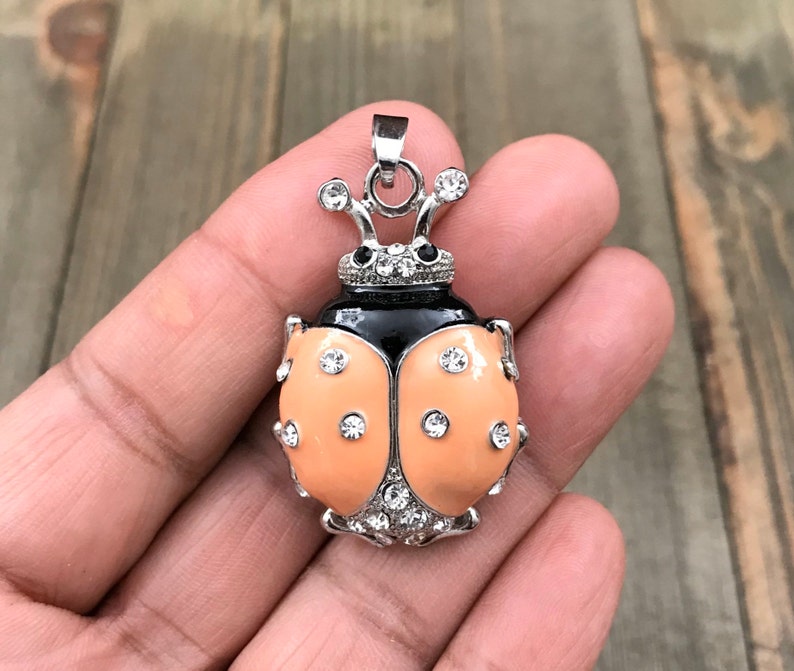 Beetle Pendant Beautiful Ladybug Colored Enamel Charm | Etsy