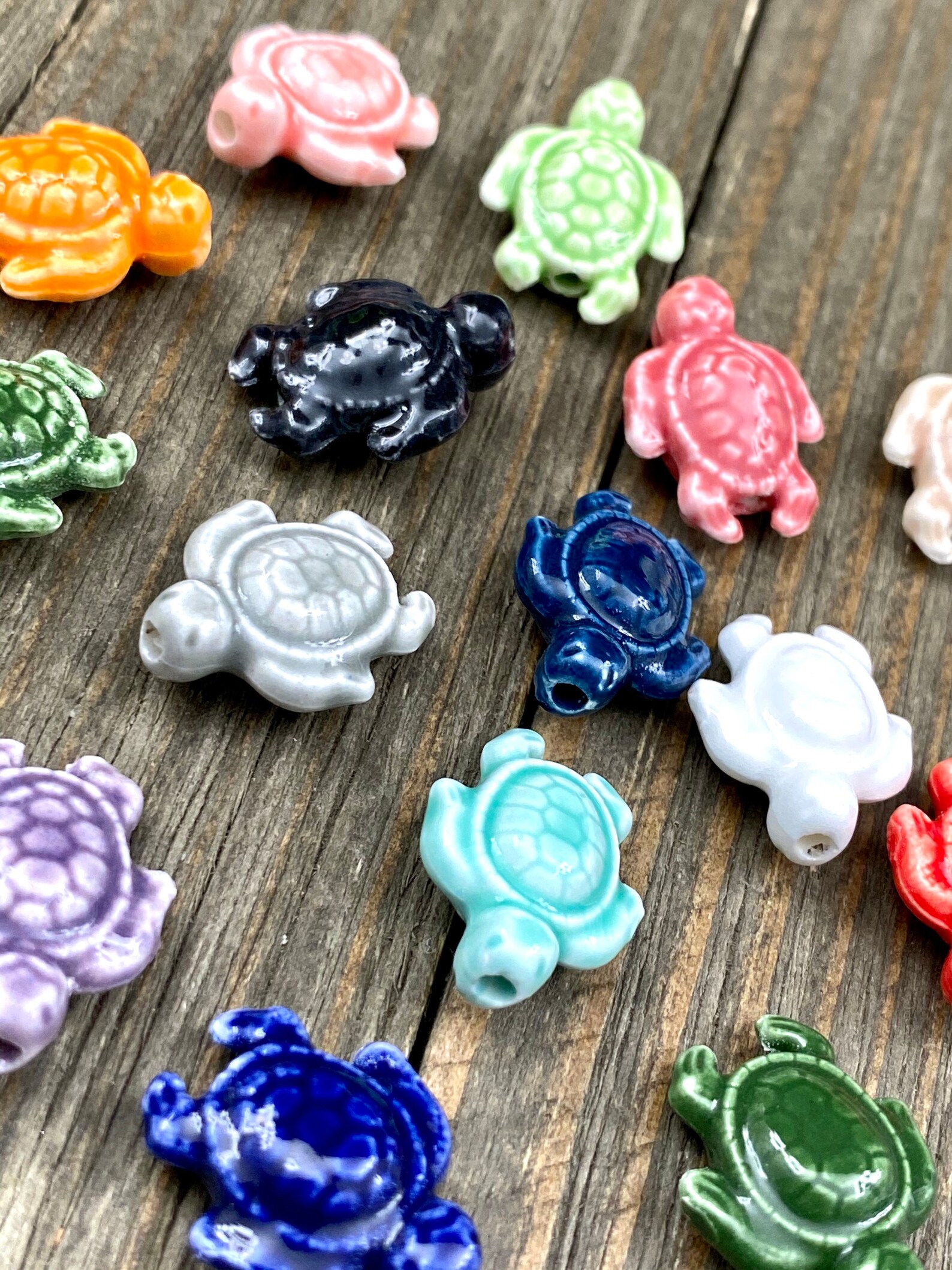 Big Turtle Ceramic Bead Tortoise Porcelain Hand Painted - Etsy