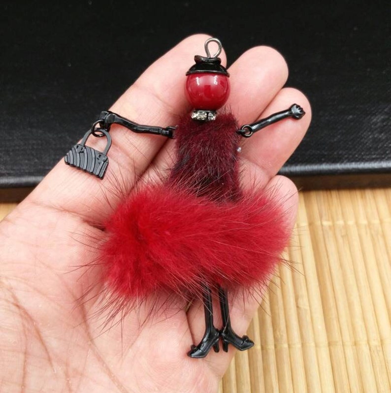 Winter Maroon Fur Dress French Doll Moveable Handmade Doll - Etsy