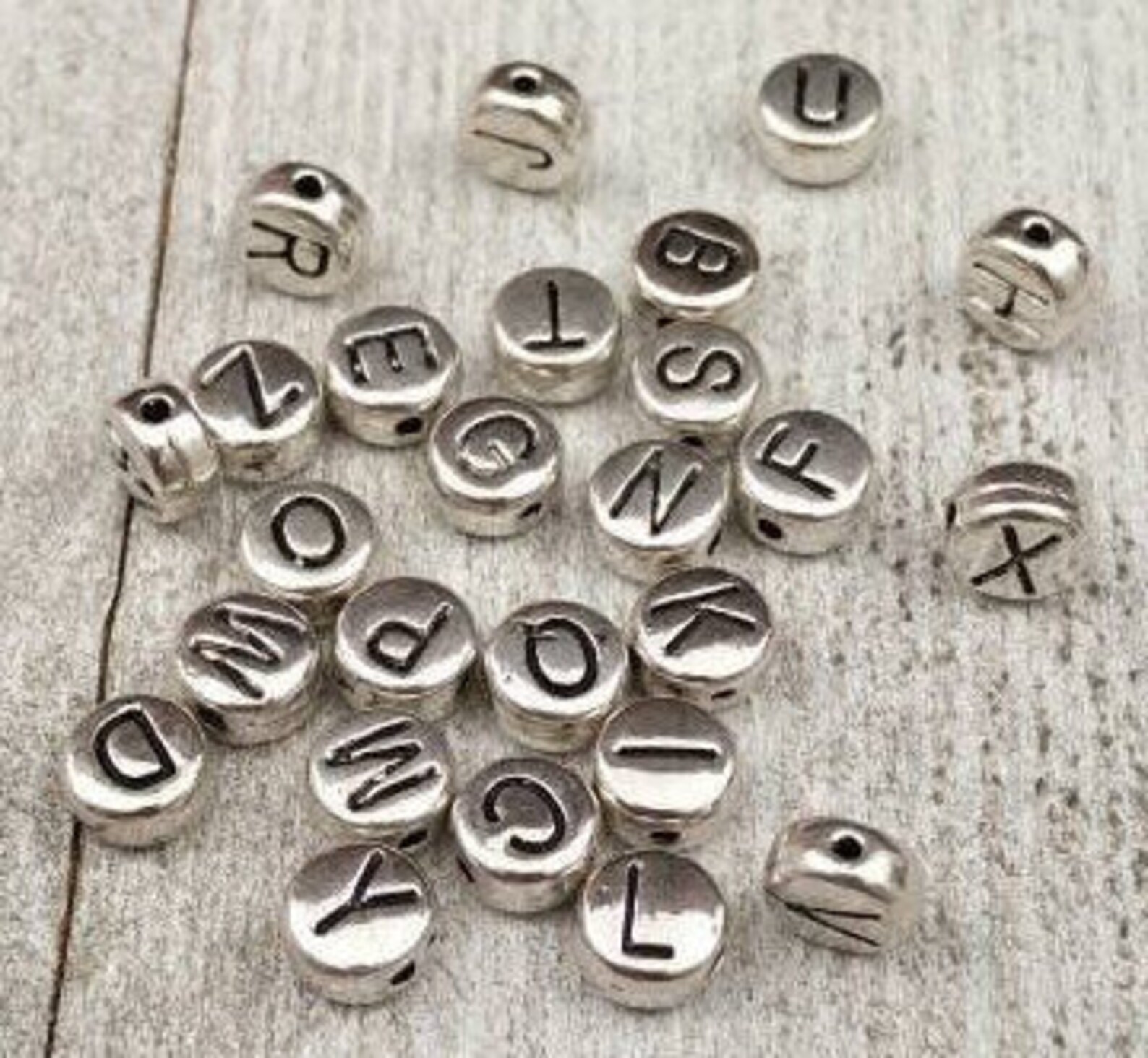 6mm Silver Metal English Alphabet Beads A To Z Round Spacers | Etsy