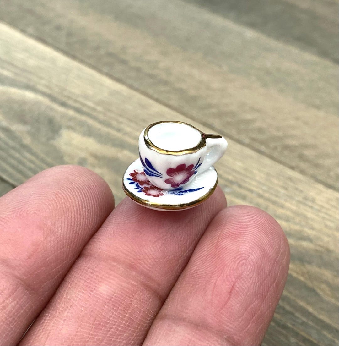 1 Teacup Saucer Plate Charm Ceramic Porcelain Multicolor Tea Cup ...