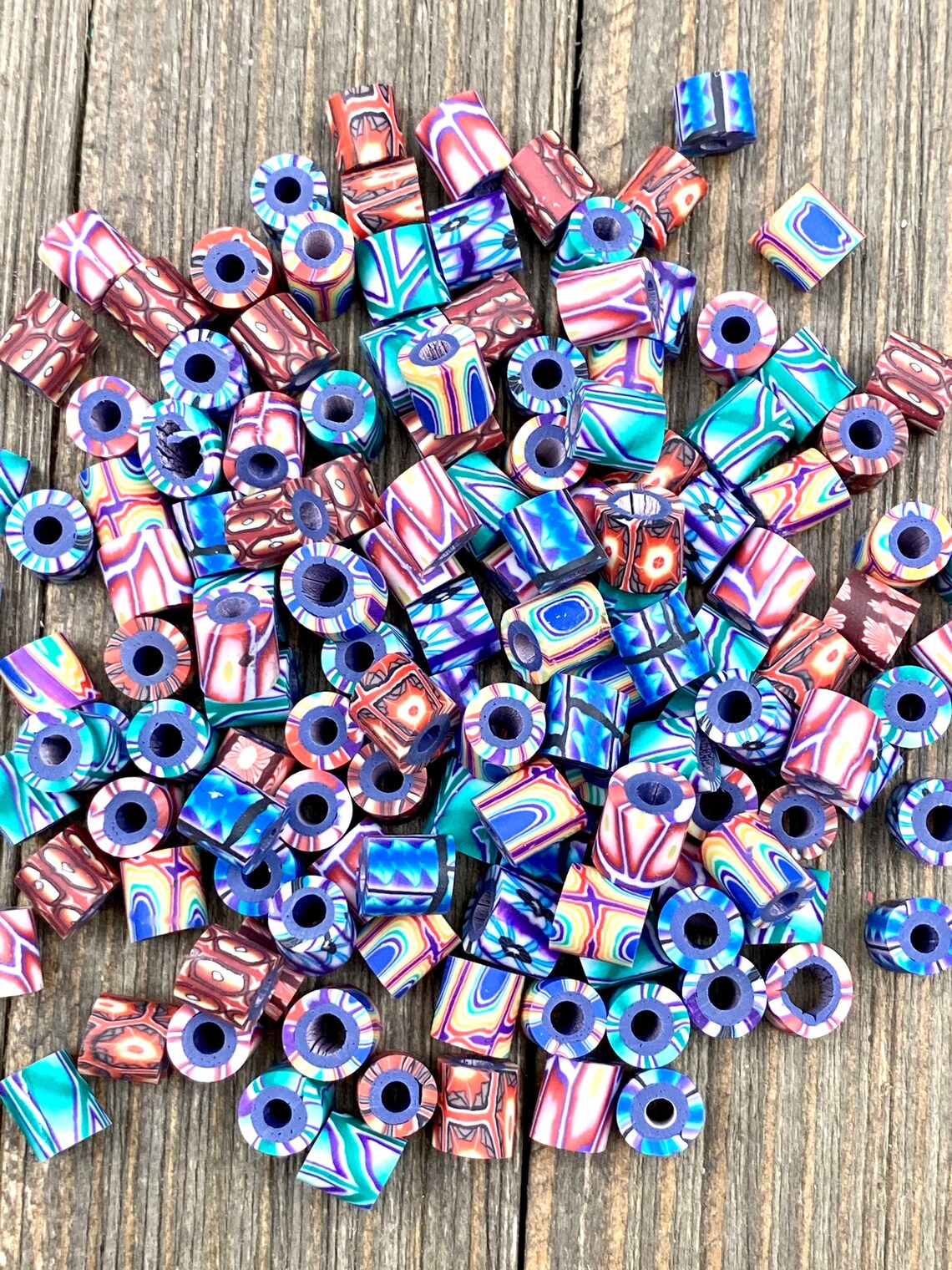 Polymer Clay Beads Multicolor Cylinder Vinyl Tube Spacers DIY - Etsy