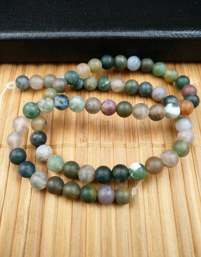 Indian Agate Beads Matte Natural Round 4/6/8/10mm Stones Earrings ...