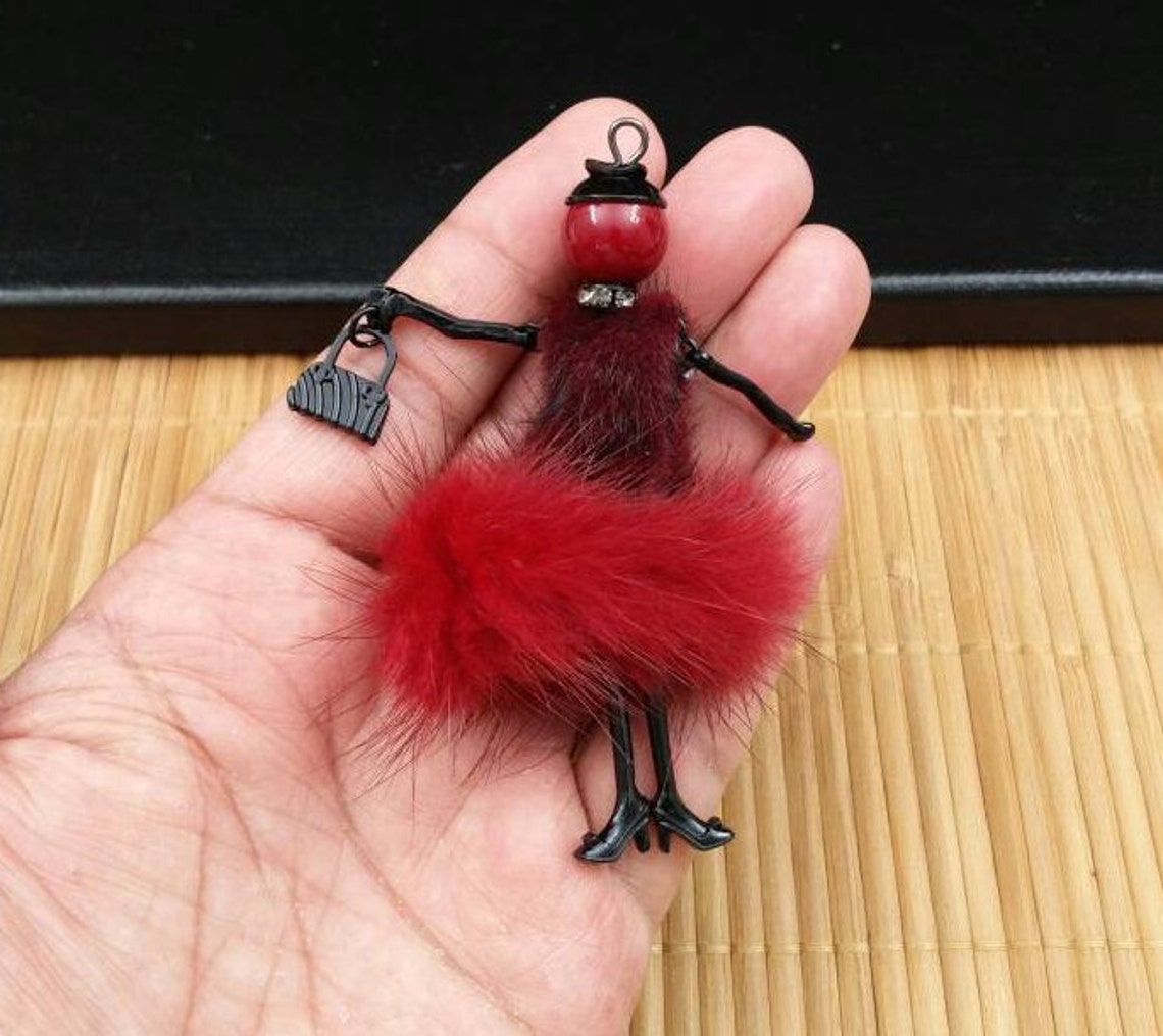 Winter Maroon Fur Dress French Doll Moveable Handmade Doll - Etsy