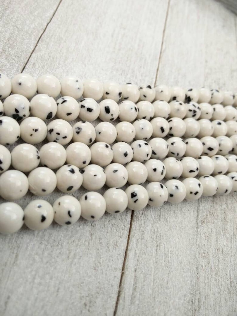 Dalmatian Beads 6mm 8mm 10mm 12mm Round White Mashan Candy - Etsy