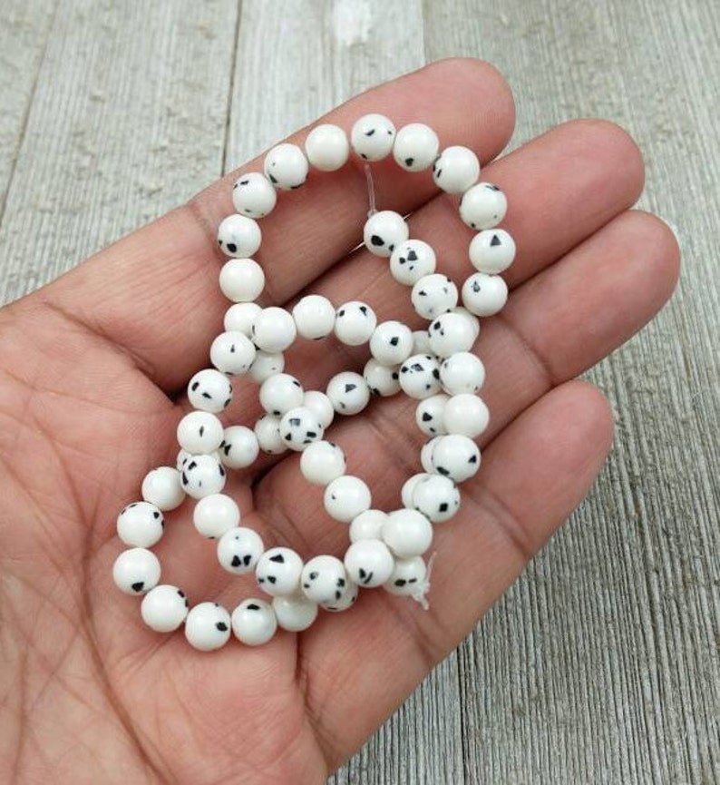Dalmatian Beads 6mm 8mm 10mm 12mm Round White Mashan Candy - Etsy