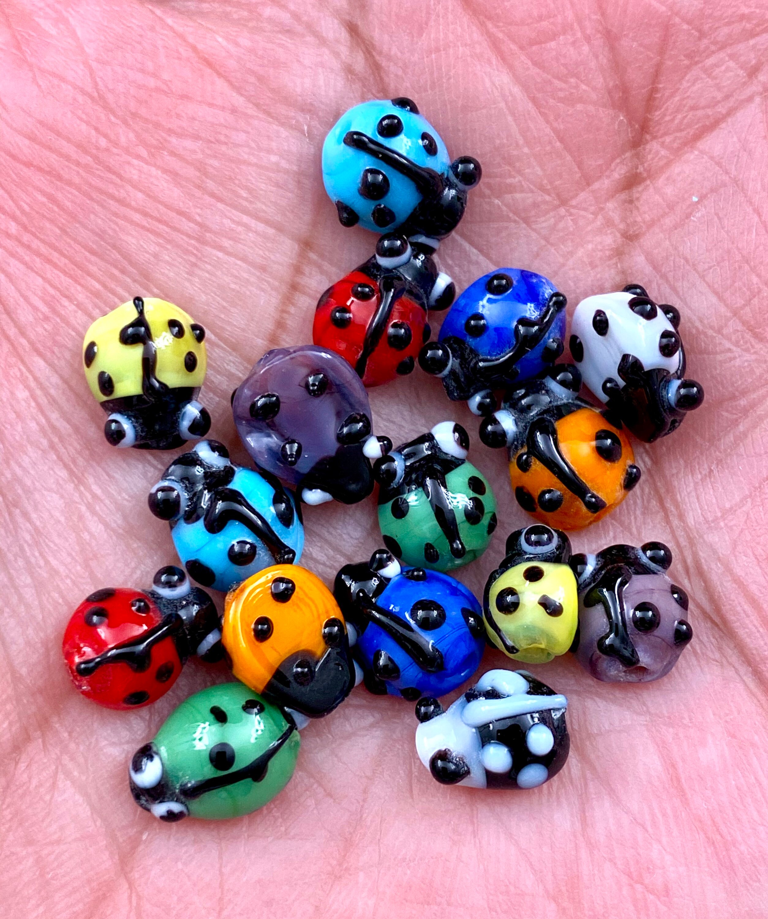 10 Ladybug Beads 9x7mm Multicolor Glass Lampwork Beetles - Etsy