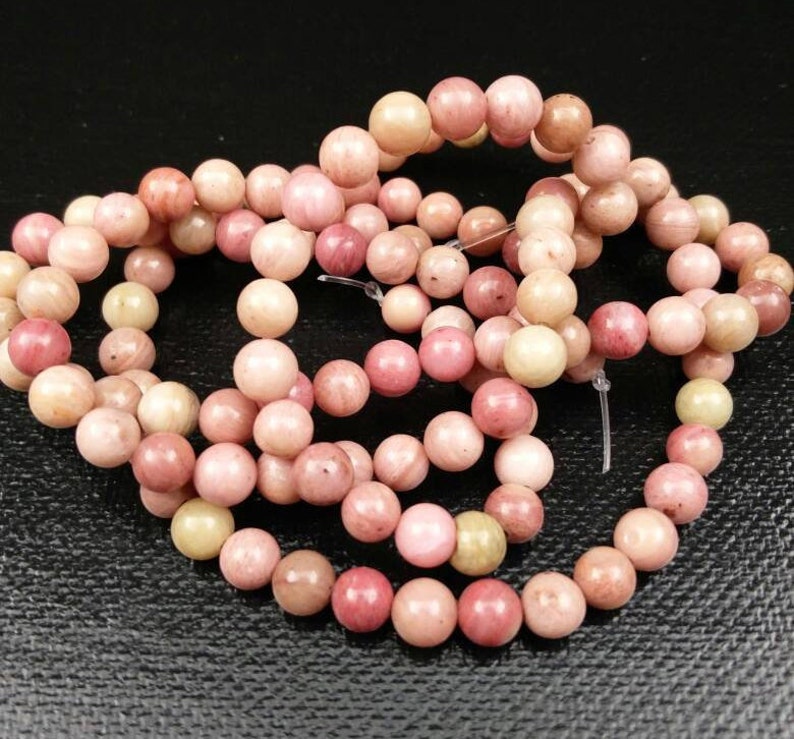 Rhodonite Beads 6mm 8mm 10mm Pink Round Gemstone DIY Bohemian Jewelry ...
