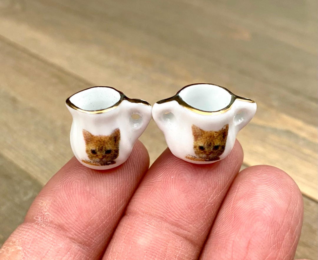 Pair of Ceramic Cat Face Sugar Pot Milk Tea Coffee Vintage Style ...