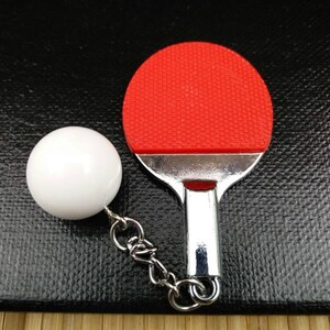 Table Tennis Racket Ball Miniature Charm Ping Pong Game Lover's Pendant ...