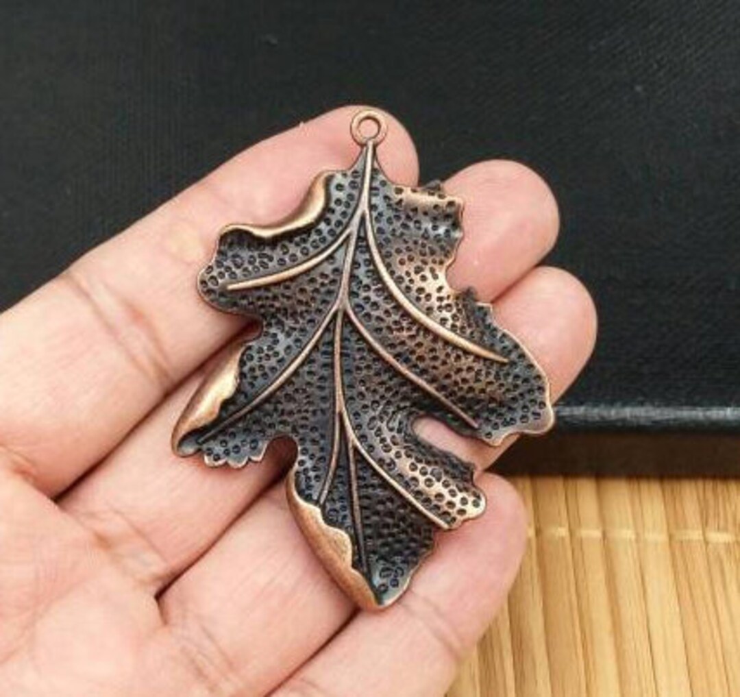 Big Leaf Copper Pendant Vintage Style Red Copper Leaf Charms Antique ...