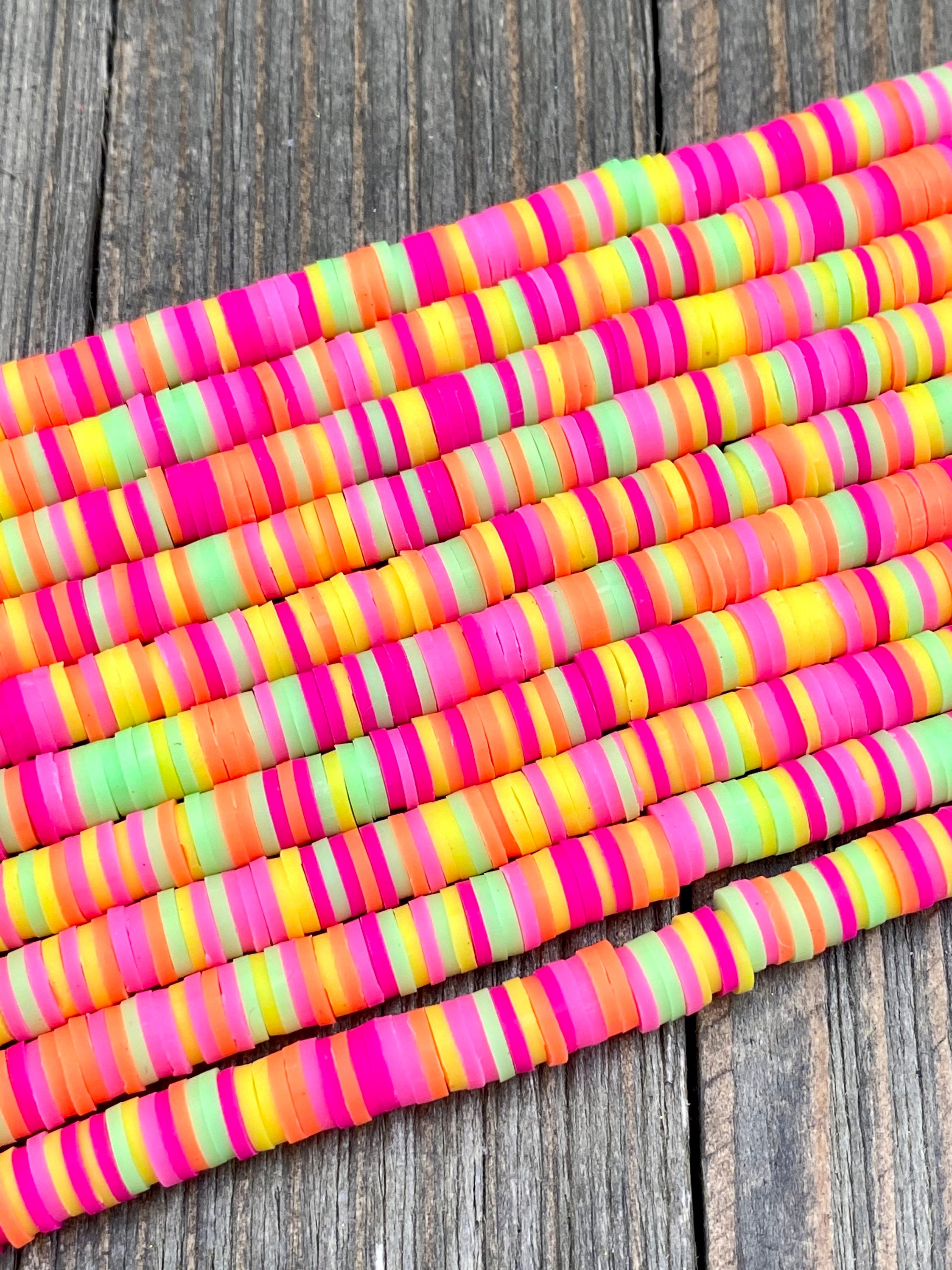 4/6/8mm Vinyl Heishi Disc Beads Rainbow Polymer Clay Round Soft Spacers ...
