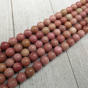 Rhodonite Beads 6mm 8mm 10mm Pink Round Gemstone DIY Bohemian Jewelry ...