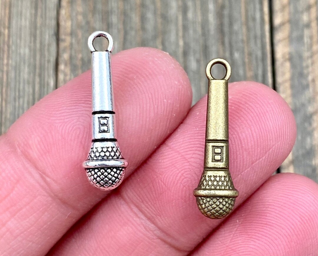 Microphone Charms Antique Design Vintage Style Silver Bronze Pendant ...