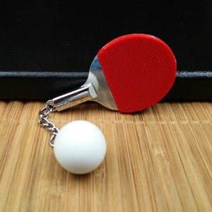 Table Tennis Racket Ball Miniature Charm Ping Pong Game Lover's Pendant ...