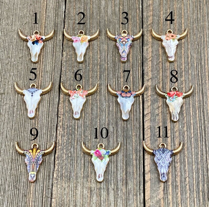 1 Bullhead Charm Bull Face With Horn Animal Pendant DIY Earrings ...