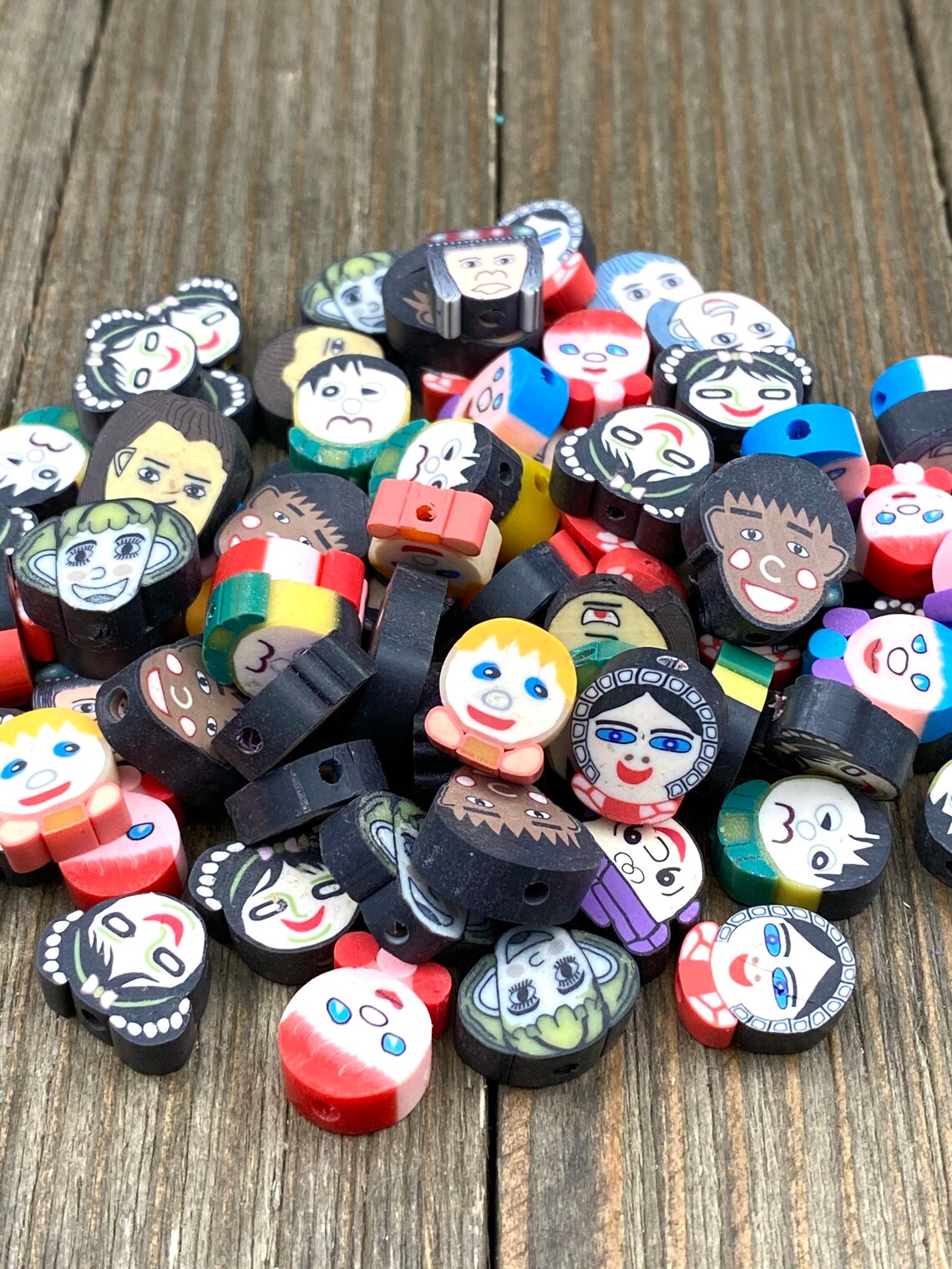 10 Polymer Clay Beads Human Faces Heads Vinyl Men Boys Lady - Etsy