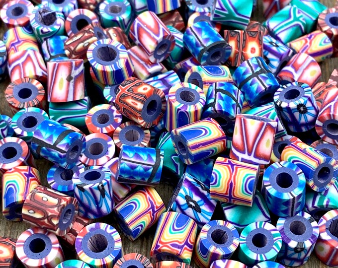 Polymer Clay Beads Multicolor Cylinder Vinyl Tube Spacers DIY - Etsy