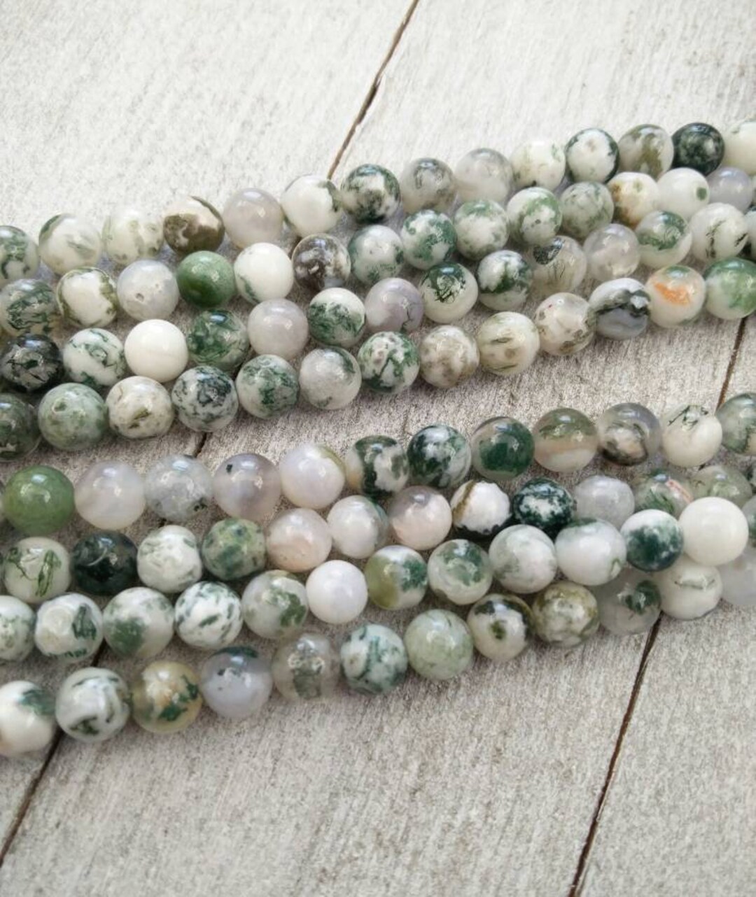 Tree Agate Beads 6/8/10mm Round Moss Stones Bohemian Jewelry Findings ...