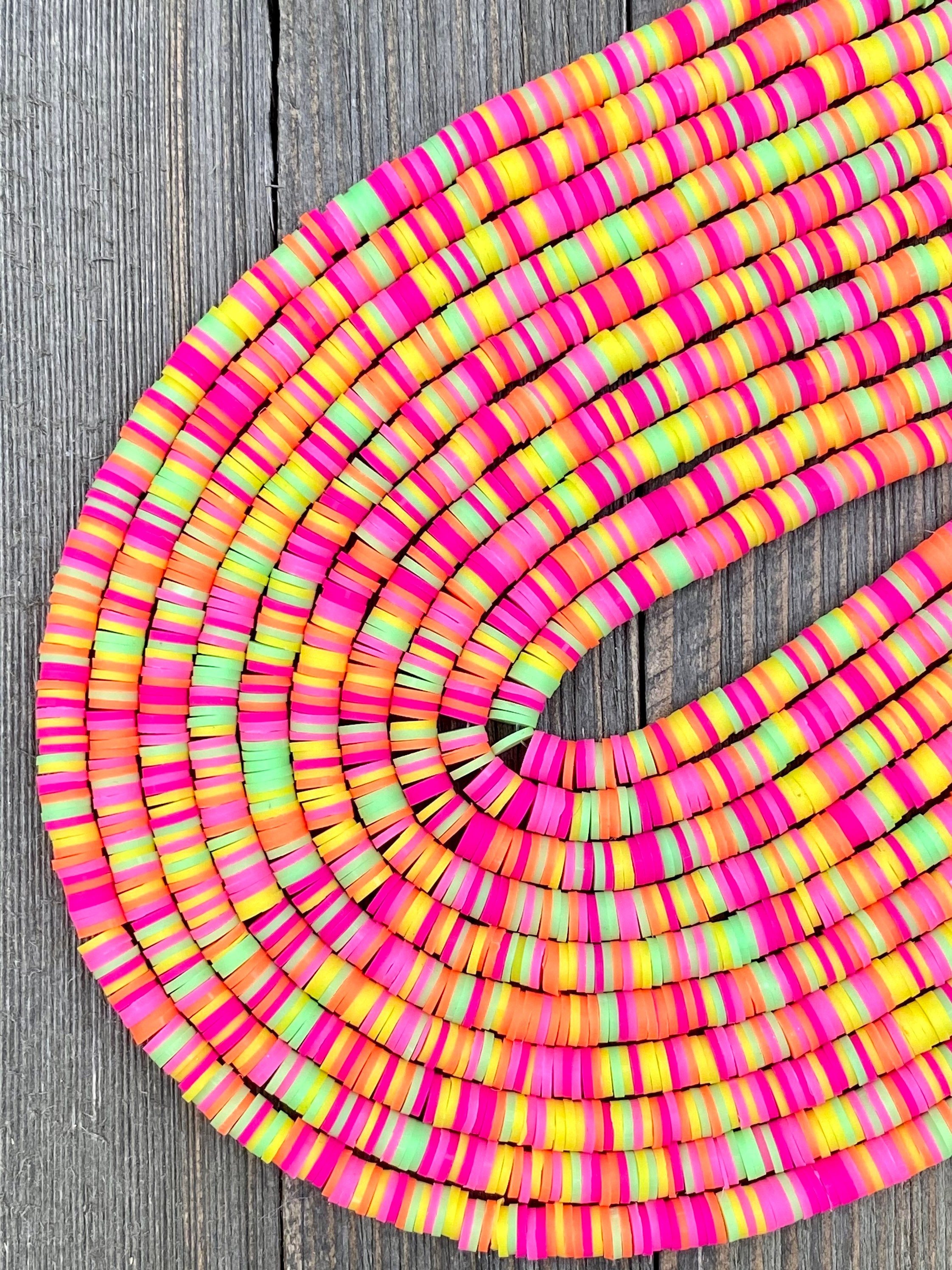 4/6/8mm Vinyl Heishi Disc Beads Rainbow Polymer Clay Round Soft Spacers ...