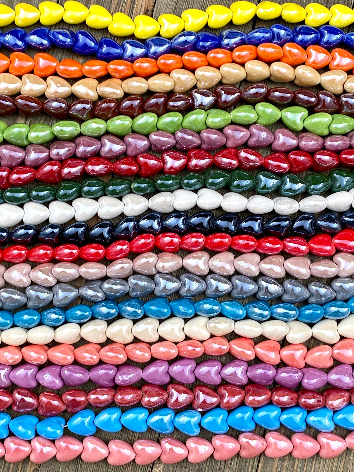 10/20 Heart Shape Ceramic Beads Porcelain Shiny Smooth Multicolor ...