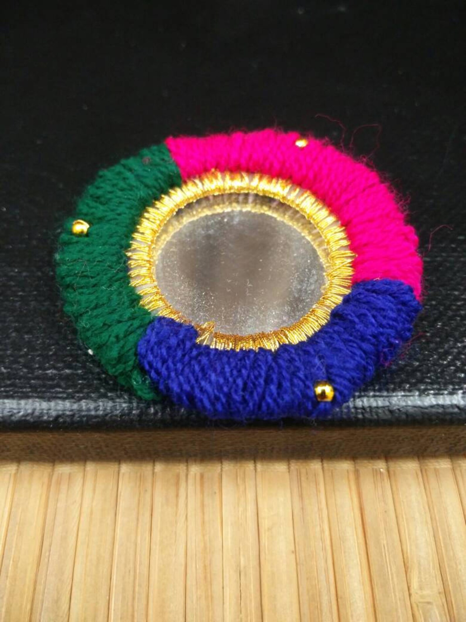 1 Round Mirror Patch Multicolor Thread Hand Made Sew Ons | Etsy