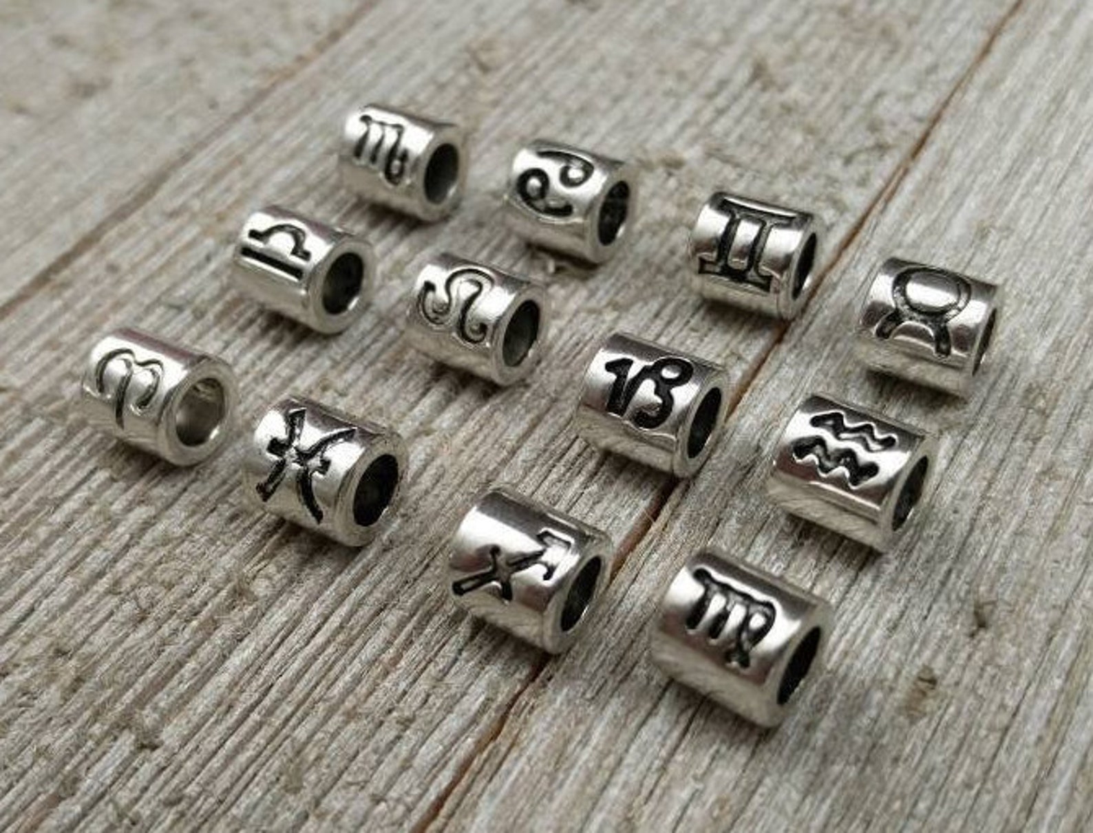 Zodiac Sign Beads Horoscope Astrology Dreadlock Spacers DIY | Etsy