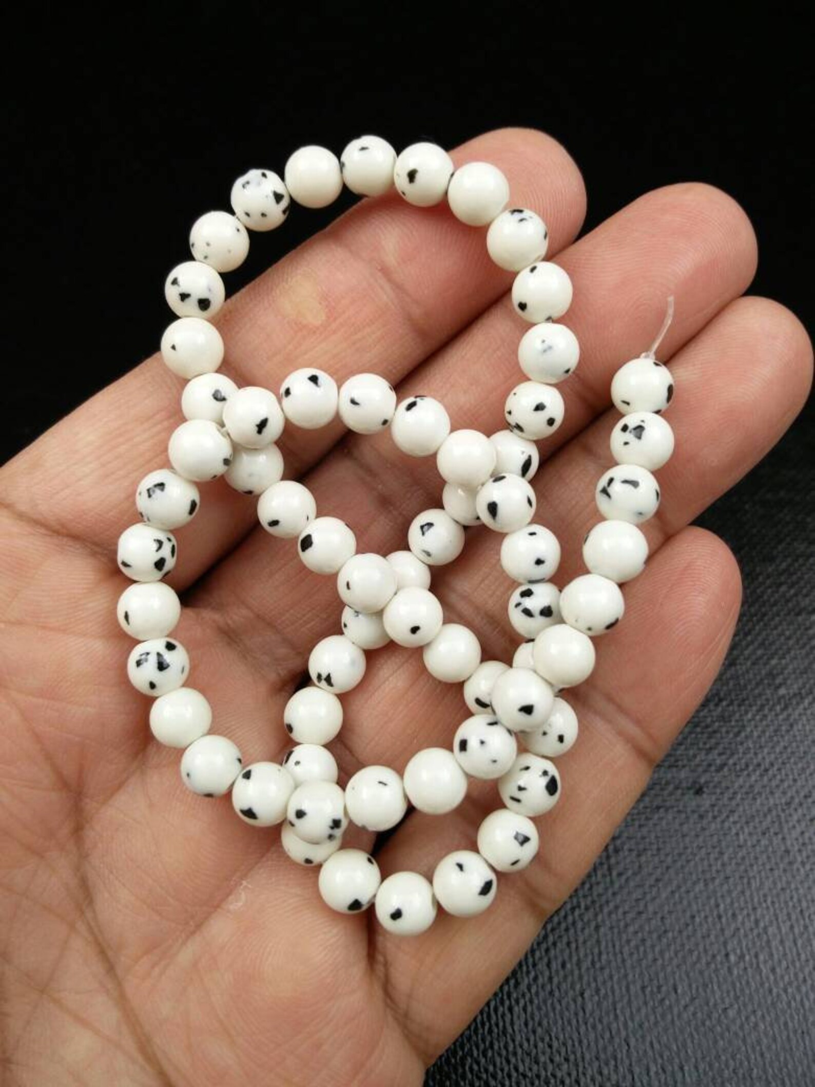 Dalmatian Beads 6mm 8mm 10mm 12mm Round White Mashan Candy | Etsy
