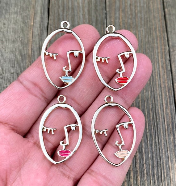 Colored Lips Face Charms Vintage Design Artistic Wire Abstract - Etsy