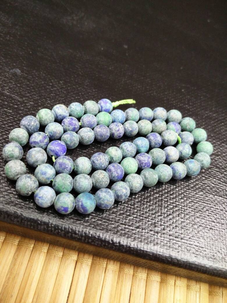 Lapis Azurite Beads 6mm 8mm 10mm Matte Lapis in Chrysocolla Round ...