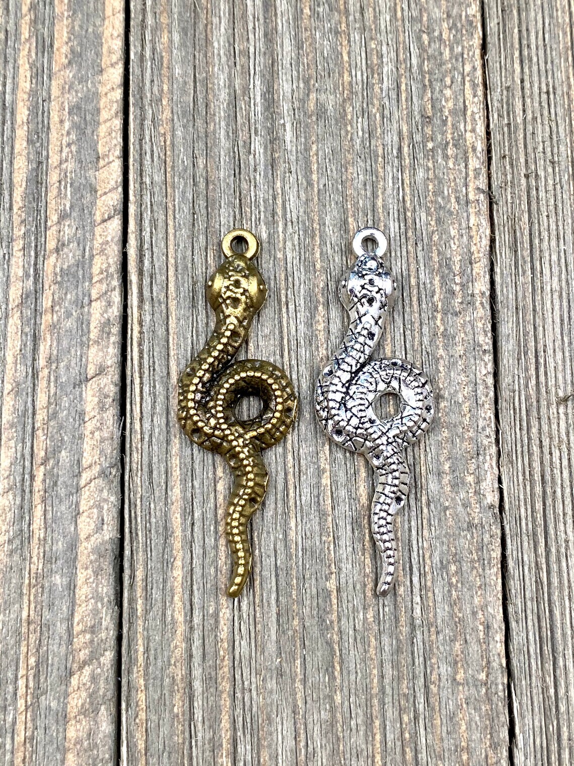 Snake Charms Silver Bronze Serpent Vintage Style Antique Look - Etsy