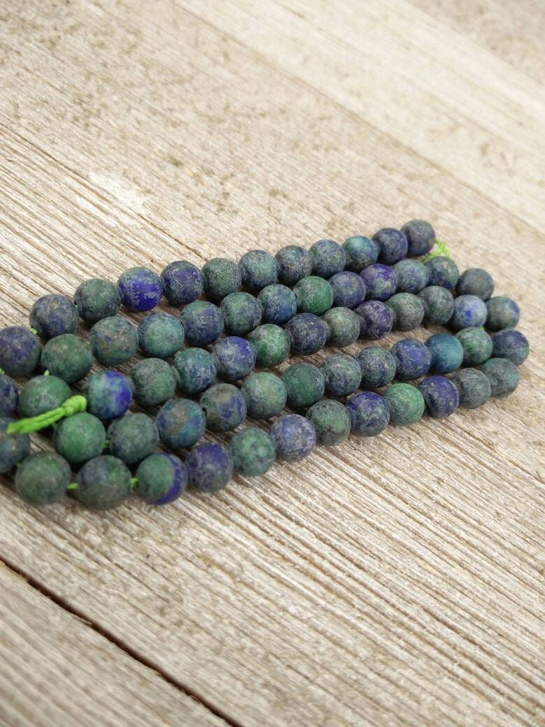 Lapis Azurite Beads 6mm 8mm 10mm Matte Lapis in Chrysocolla Round ...