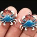 2 Blue Crab Charms Silver Blue Enamel Crab Pendants Crab Lover's ...
