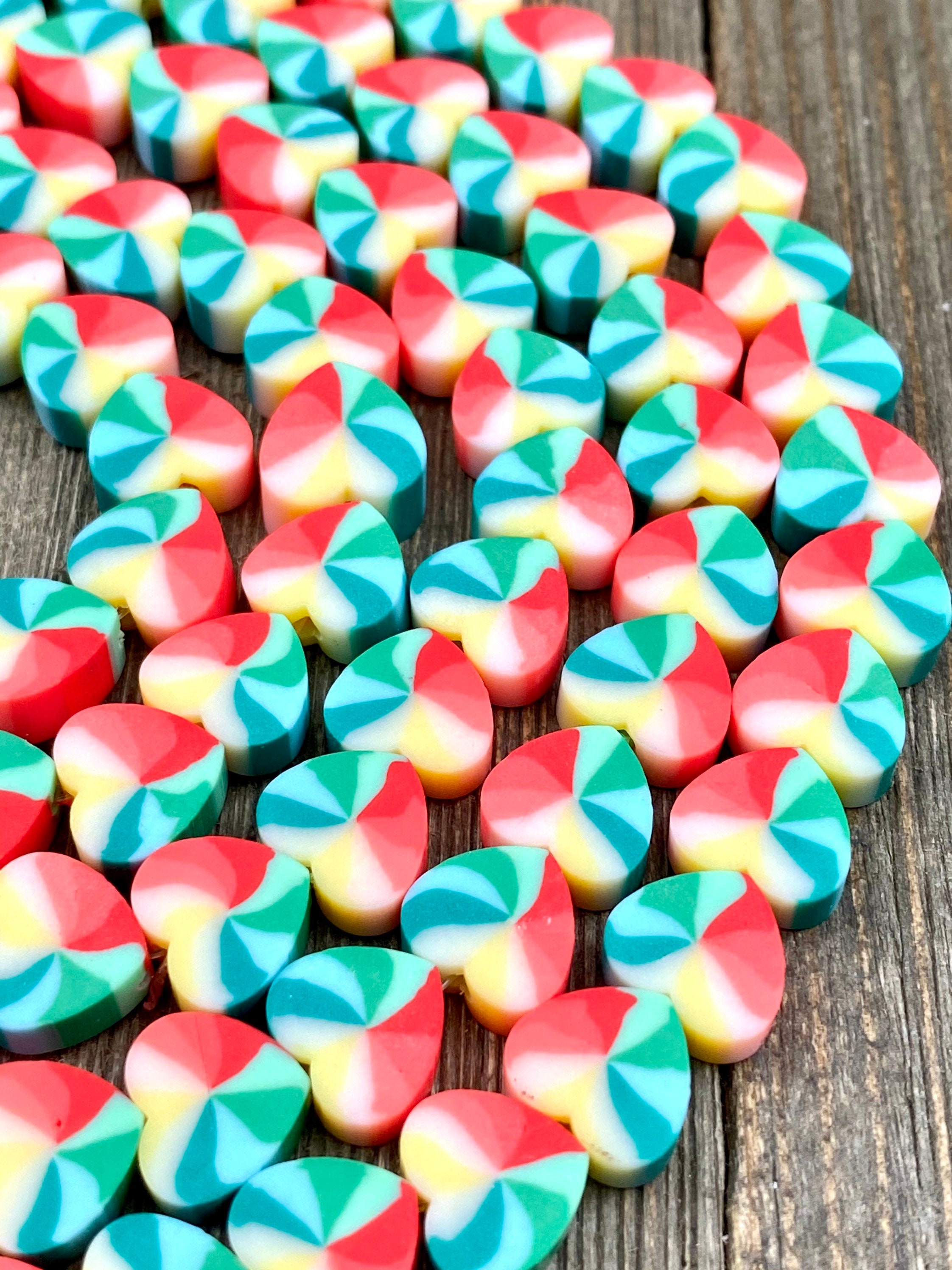 Polymer Clay Beads Multicolor Vinyl Soft Heart Shape Love Spacers DIY ...