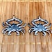 2 Blue Crab Charms Silver Blue Enamel Crab Pendants Crab Lover's ...