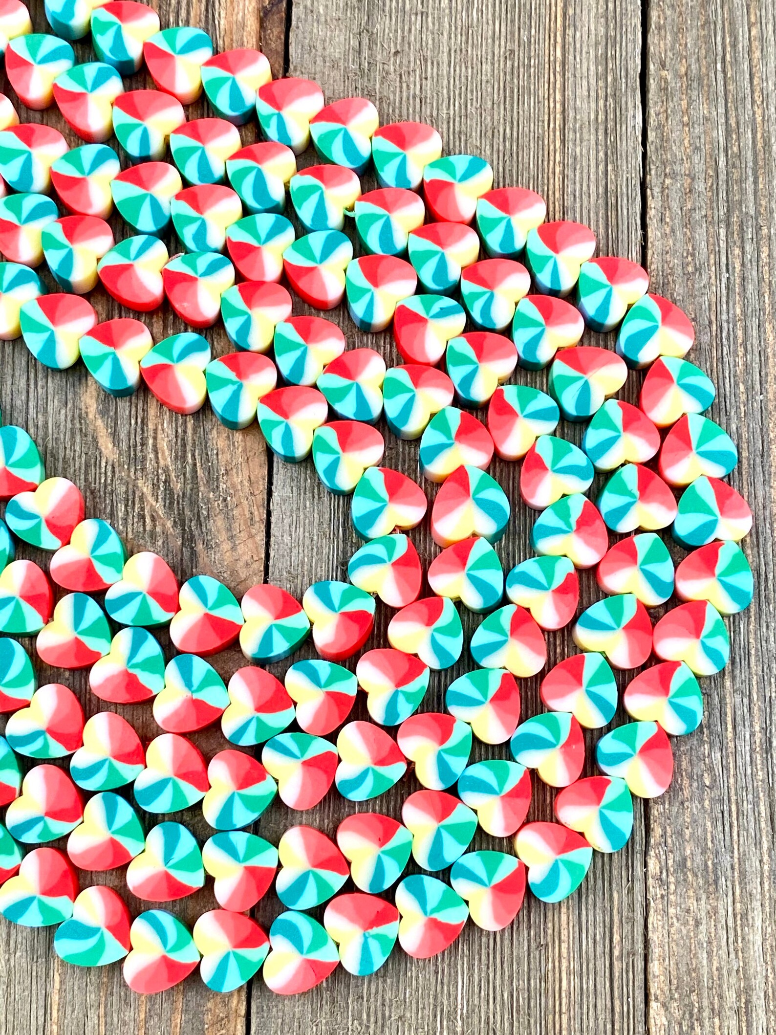 Polymer Clay Beads Multicolor Vinyl Soft Heart Shape Love Spacers DIY ...