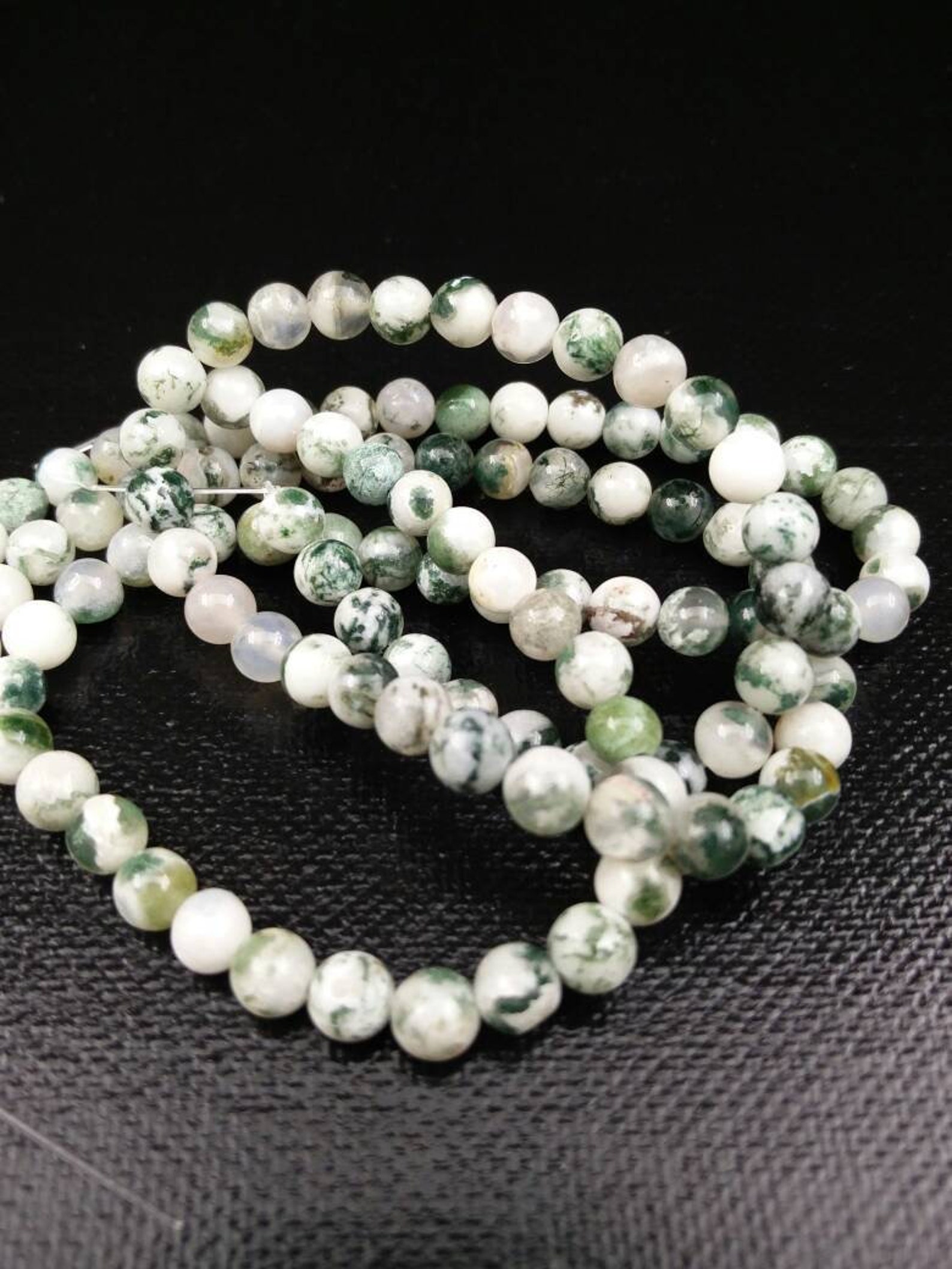 Tree Agate Beads 6/8/10mm Round Moss Stones Bohemian Jewelry Findings ...