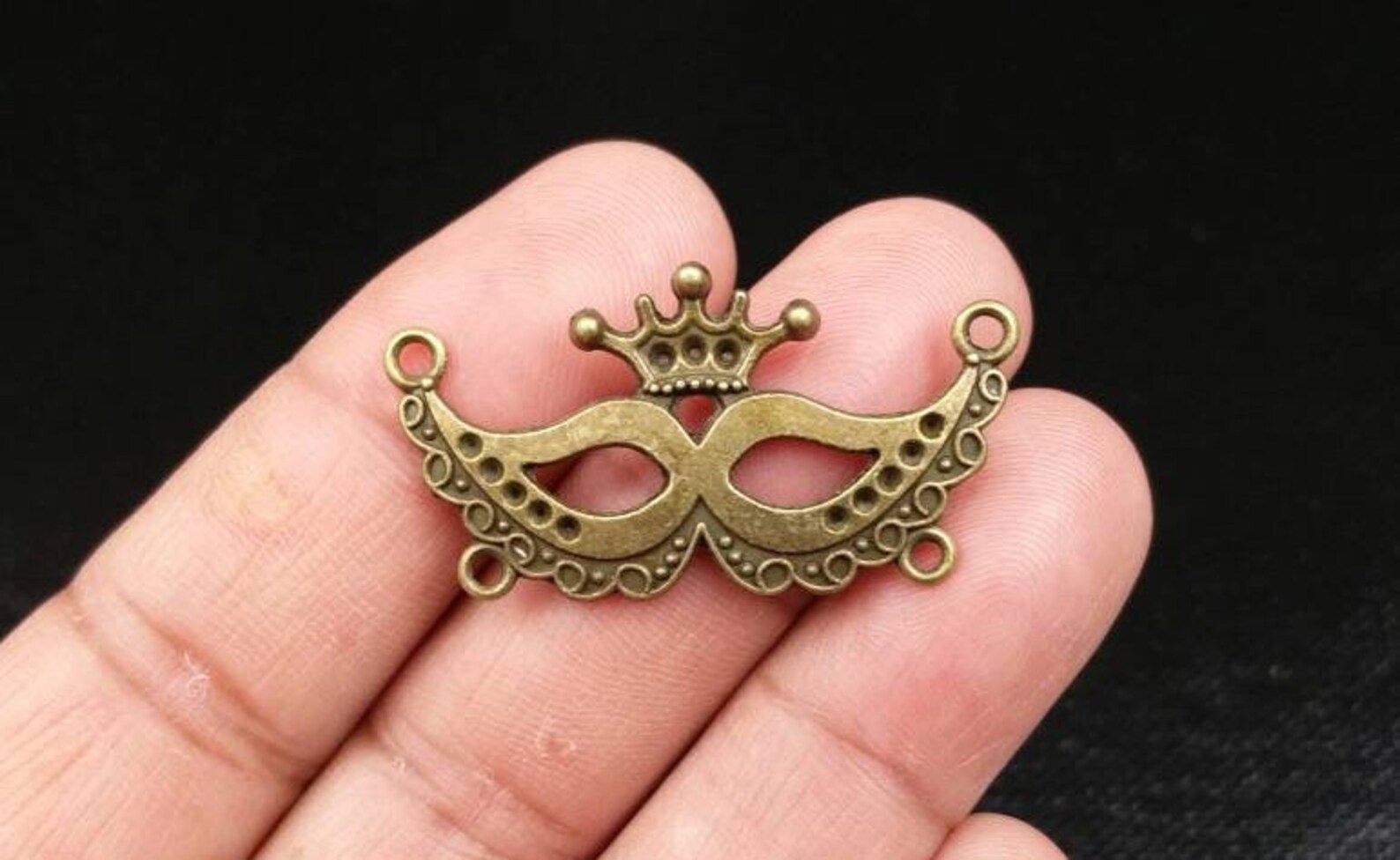 Face Mask Connector Charms Vintage Design Antique Style Bronze Lady ...