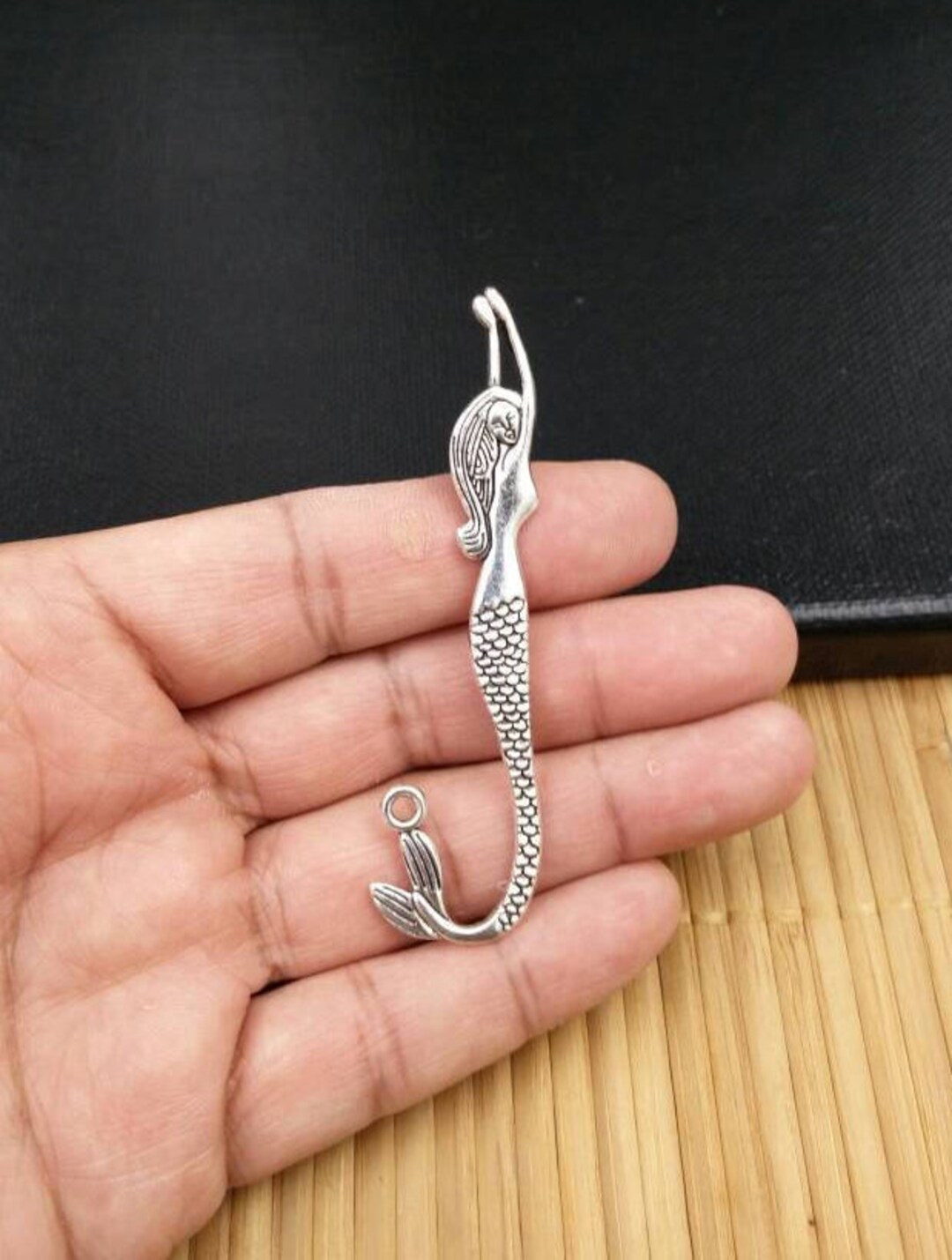 ONE Silver Mermaid Charm Woman Fish Pendant Half Woman Half Fish ...