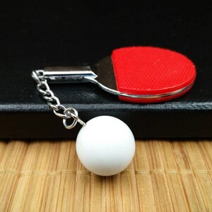 Table Tennis Racket Ball Miniature Charm Ping Pong Game Lover's Pendant ...