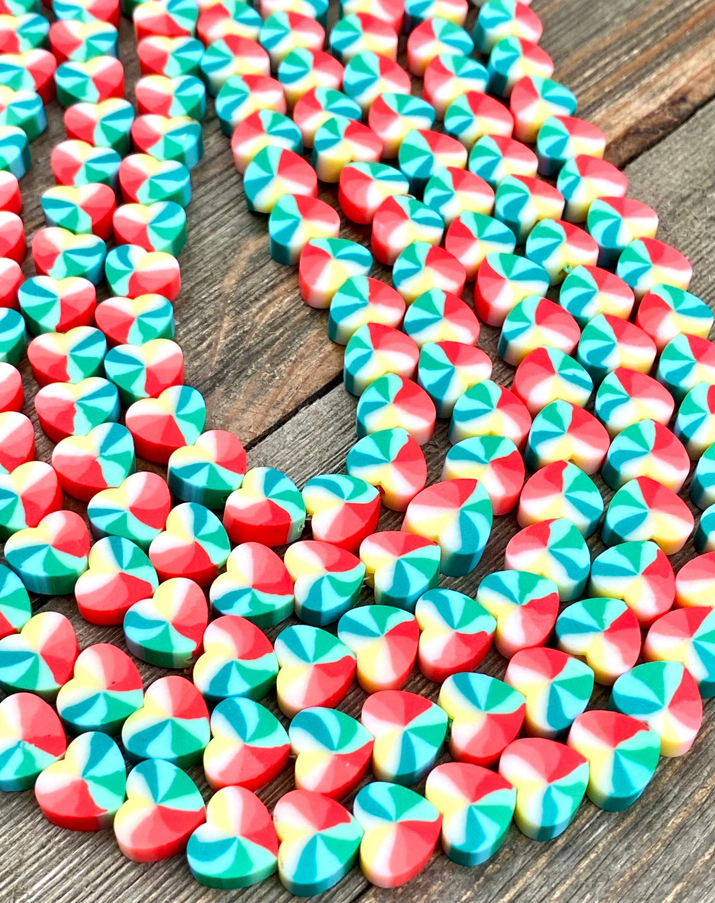 Polymer Clay Beads Multicolor Vinyl Soft Heart Shape Love | Etsy