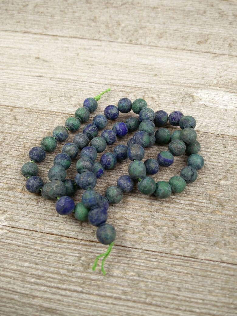Lapis Azurite Beads 6mm 8mm 10mm Matte Lapis in Chrysocolla Round ...