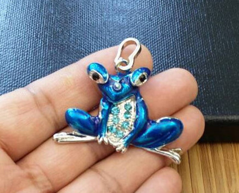 Frog Pendants Blue Enamel Frog Charm DIY Bohemian Jewelry | Etsy