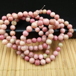 Rhodonite Beads 6mm 8mm 10mm Pink Round Gemstone DIY Bohemian Jewelry ...