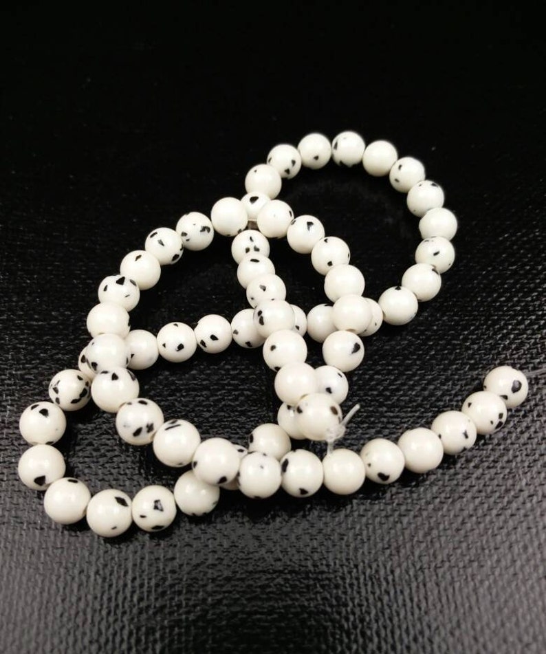Dalmatian Beads 6mm 8mm 10mm 12mm Round White Mashan Candy - Etsy